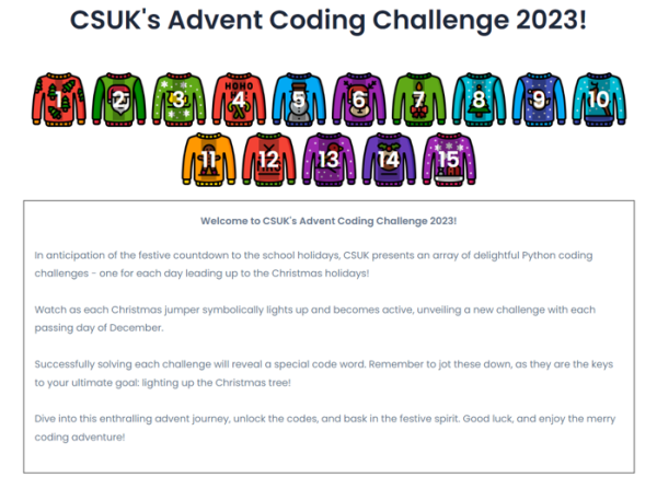CSUK:Bytes - Advent Coding Challenges 2023 - CSUK:Teacher