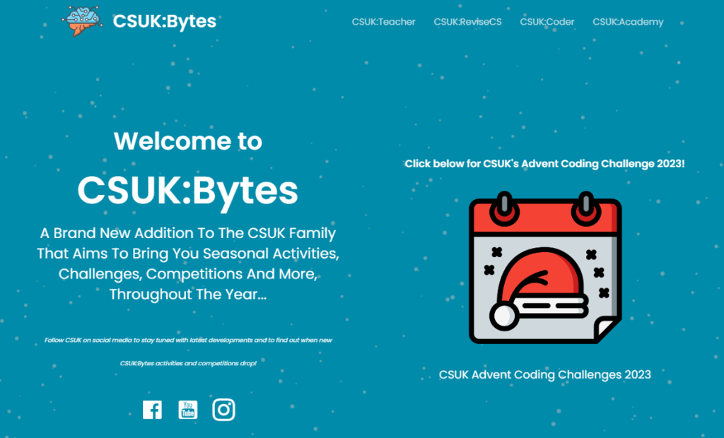 CSUK:Bytes - Advent Coding Challenges 2023 - CSUK:Teacher
